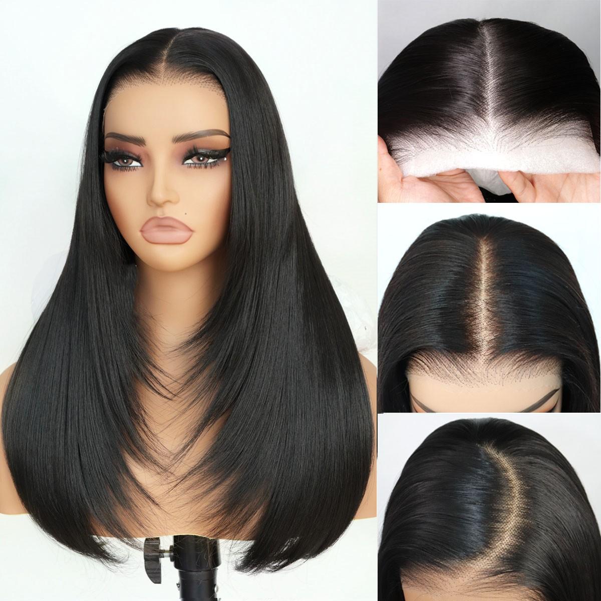 Glueless Synthetic layered cut 9x7 Lace Front Wig Wear And Go Premium ...