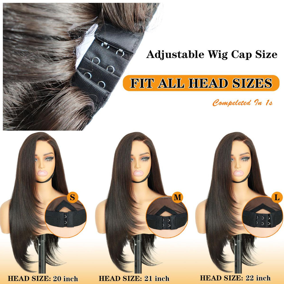Glueless HD Lace C-Part Layered Wig Wear and Go Straight Wig Pre Pluck ...